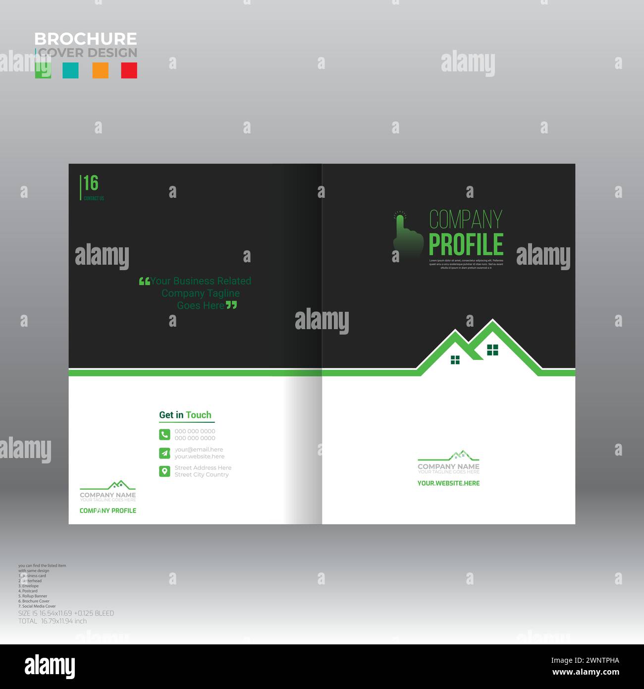 4 colored vector brochure cover design for home and building company ...