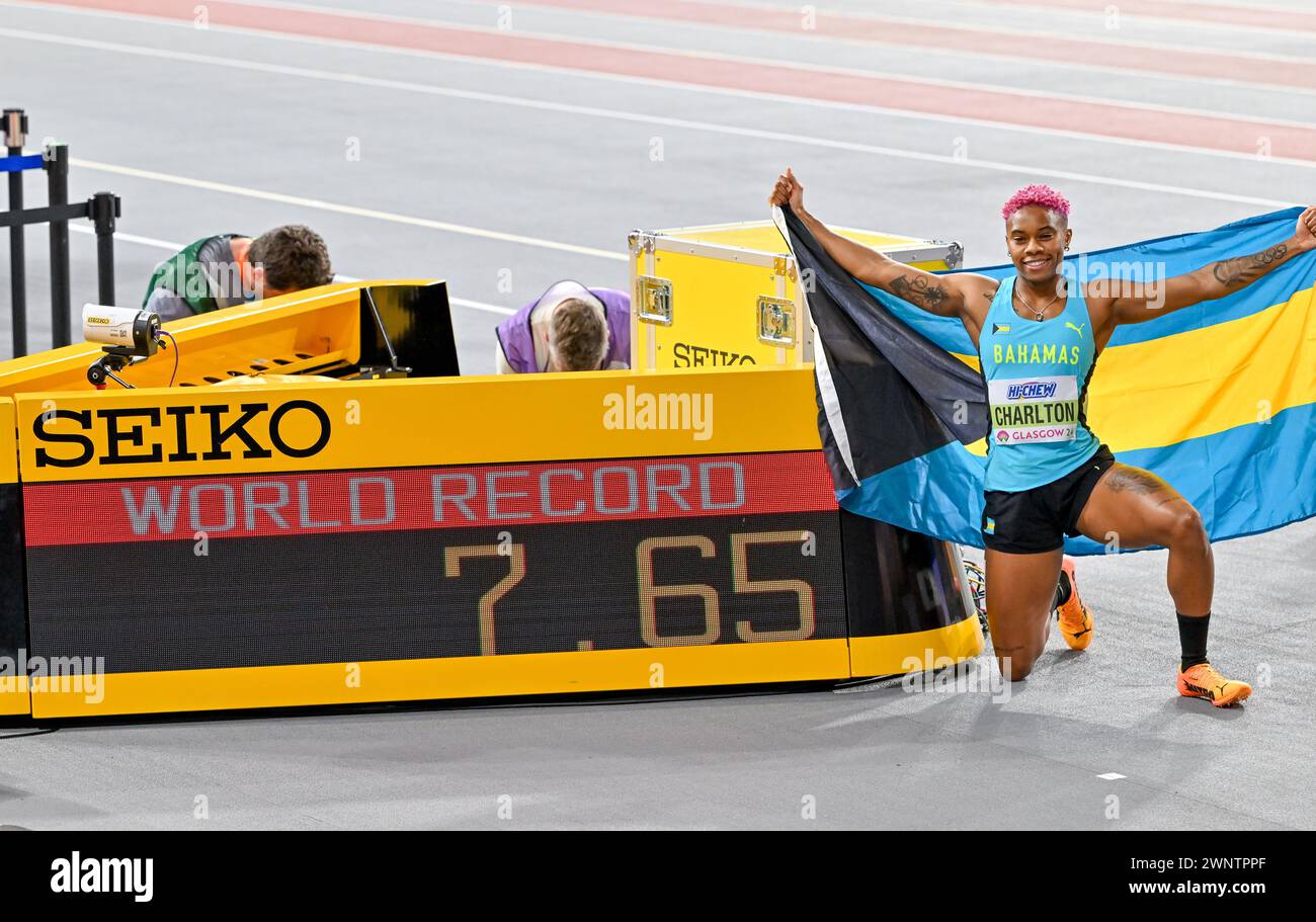 Glasgow, Scotland, UK. 03rd Mar, 2024. Womens 60m Hurdles Final. Devynne CHARLTON (BAH) wins and ...
