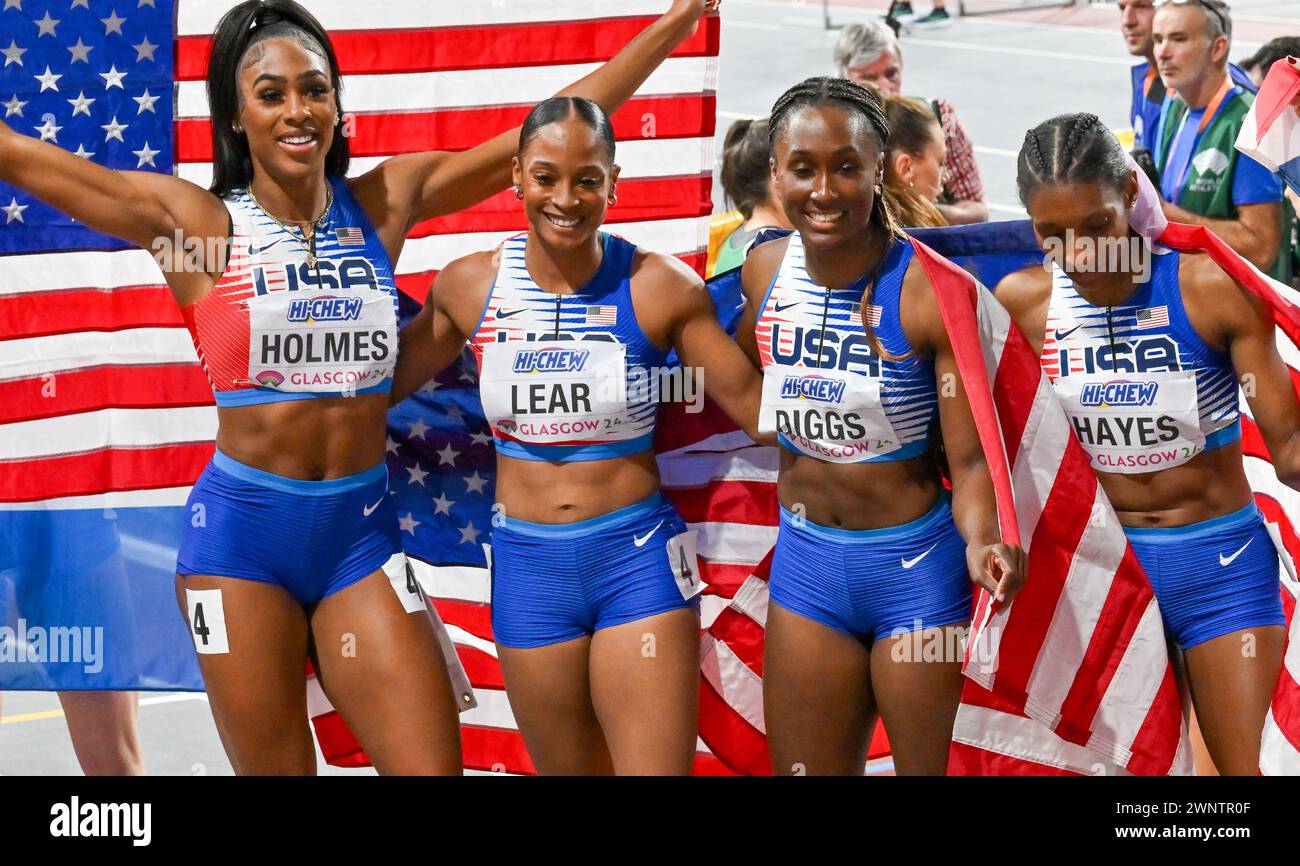 Glasgow, Scotland, UK. 03rd Mar, 2024. Womens 4x400m Relay. USA team ...
