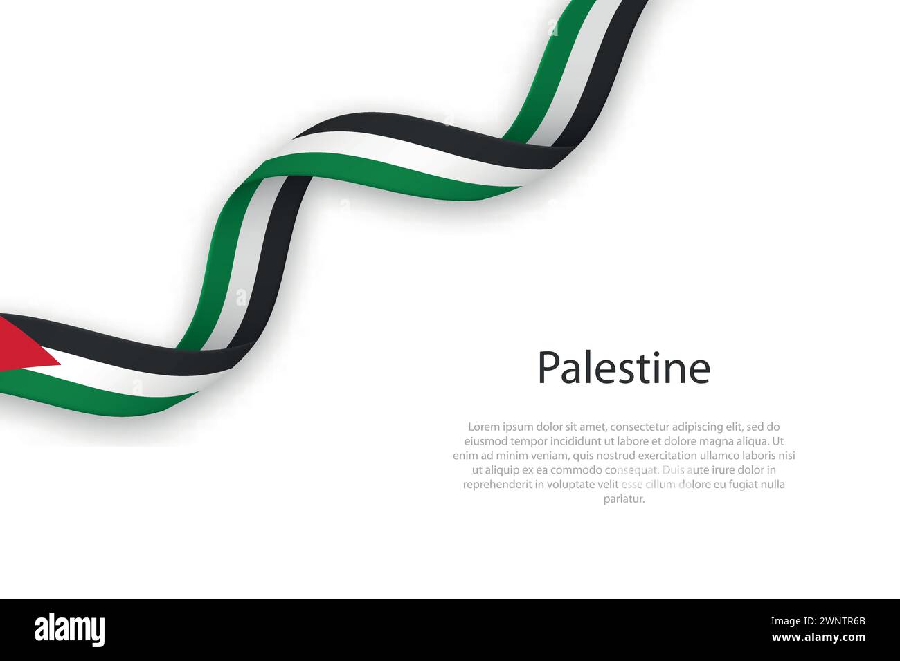 Waving ribbon with flag of Palestine. Template for independence day ...