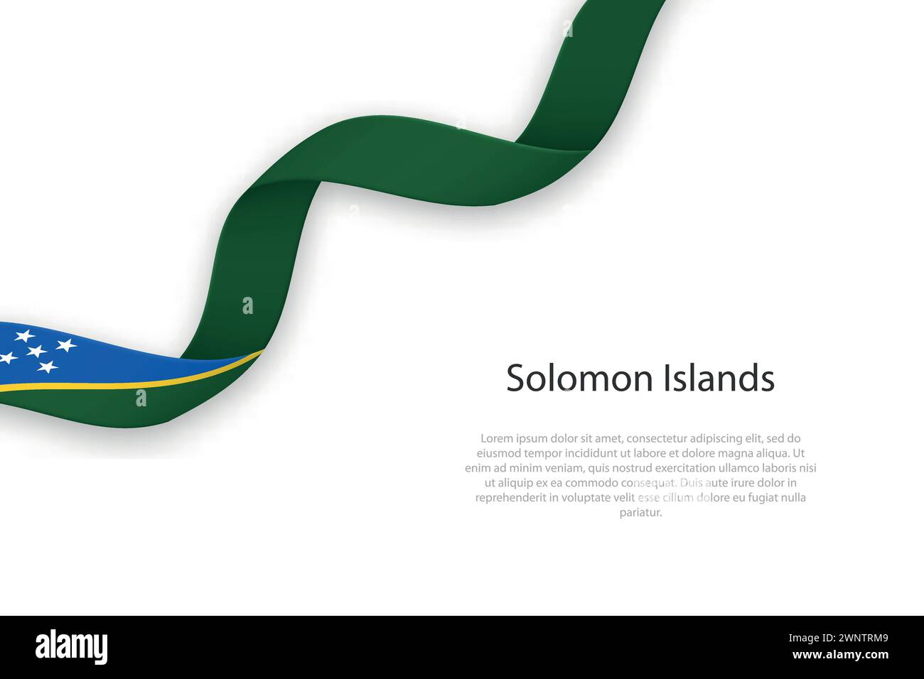 Waving ribbon with flag of Solomon Islands. Template for independence day poster design Stock ...