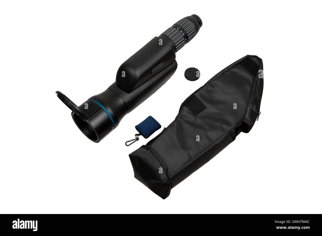 Modern spyglass. Long-range observation device. Monocular isolate on a ...