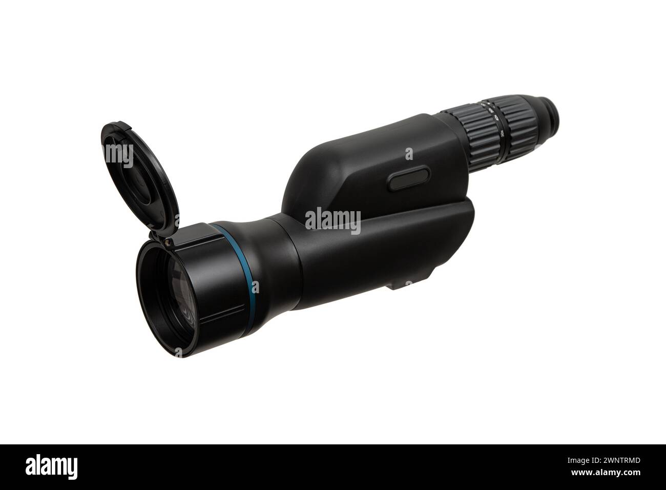 Modern spyglass. Long-range observation device. Monocular isolate on a ...