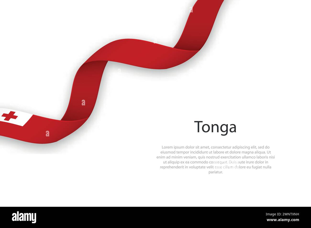 Waving ribbon with flag of Tonga. Template for independence day poster ...