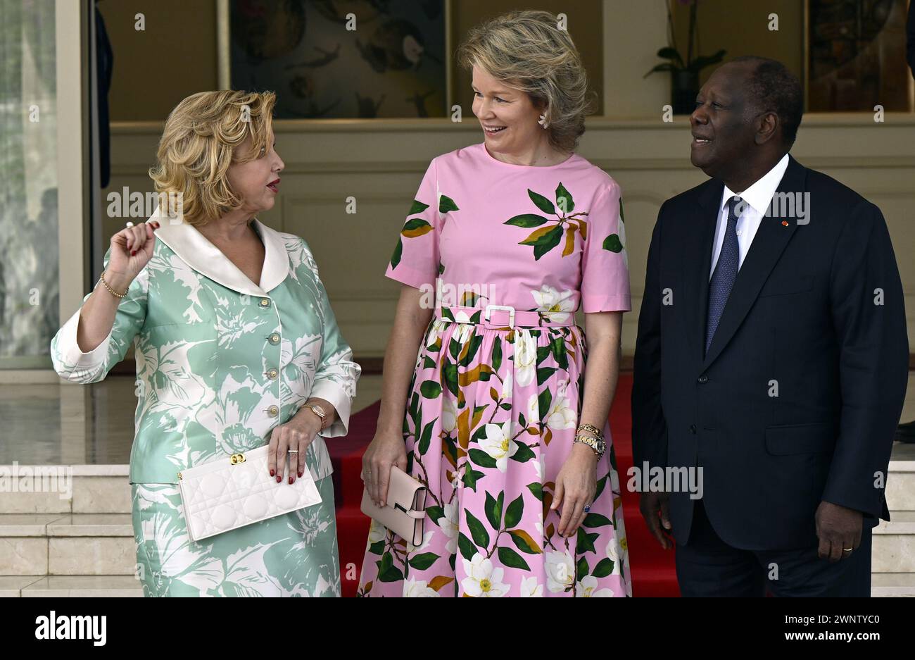 Ivory Coast First Lady Dominique Ouattara, Queen Mathilde of Belgium ...