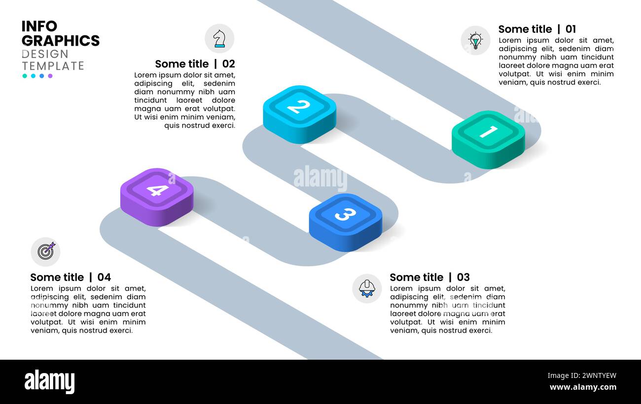 Infographic template with icons and 4 options or steps. Isometric linka. Can be used for ...