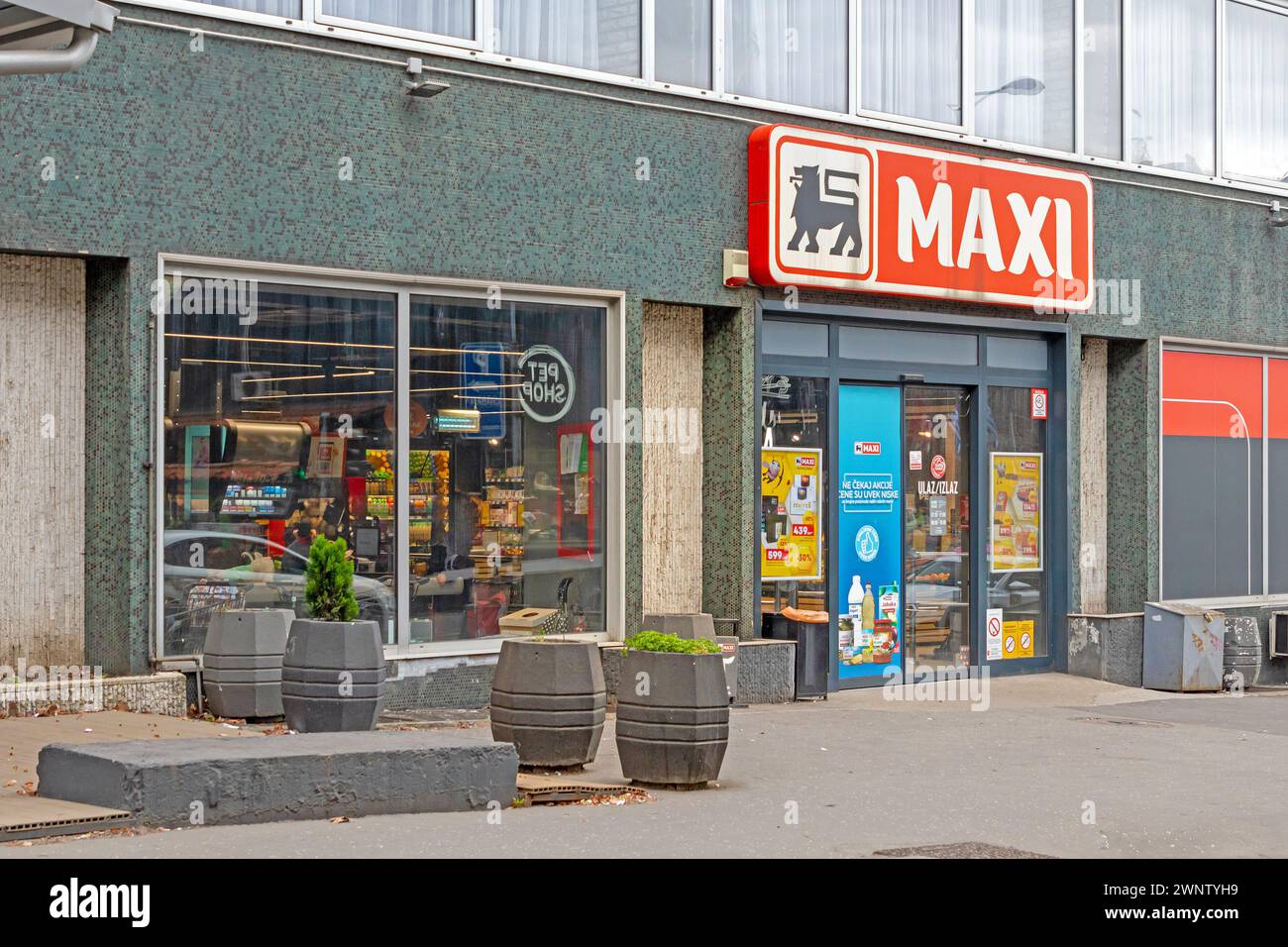 Belgrade, Serbia - February 11, 2024: Famous grocery store Maxi ...