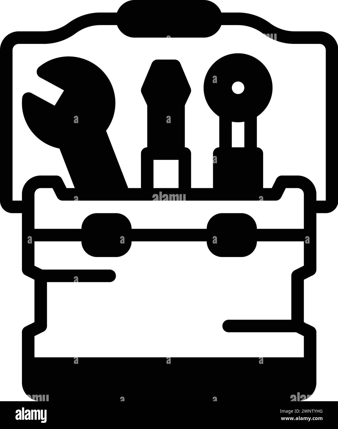 Toolbox hammer spanner Black and White Stock Photos & Images - Alamy