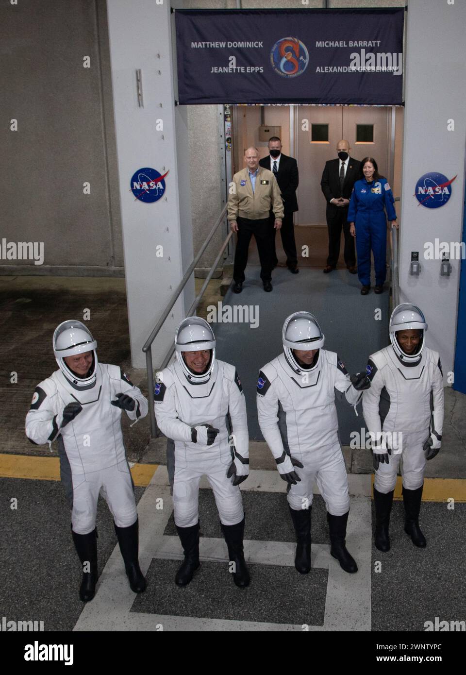 At 7:33 PM NASA SpaceX Crew 8 walkout from the Neil Armstrong O&C ...