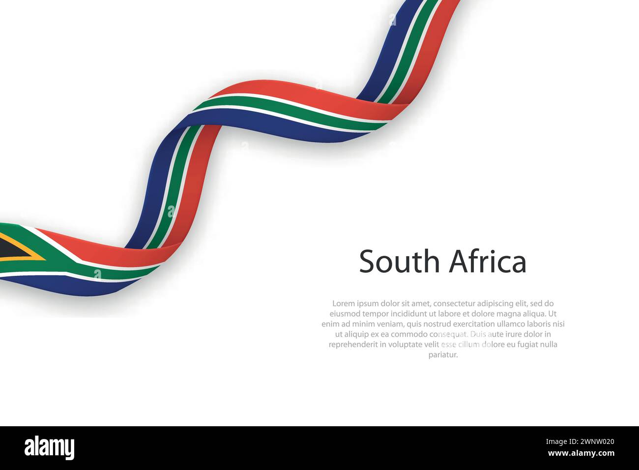 Waving ribbon with flag of South Africa. Template for independence day ...
