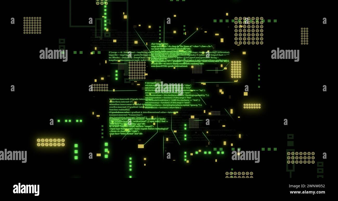 Image of green data processing on black background Stock Photo - Alamy