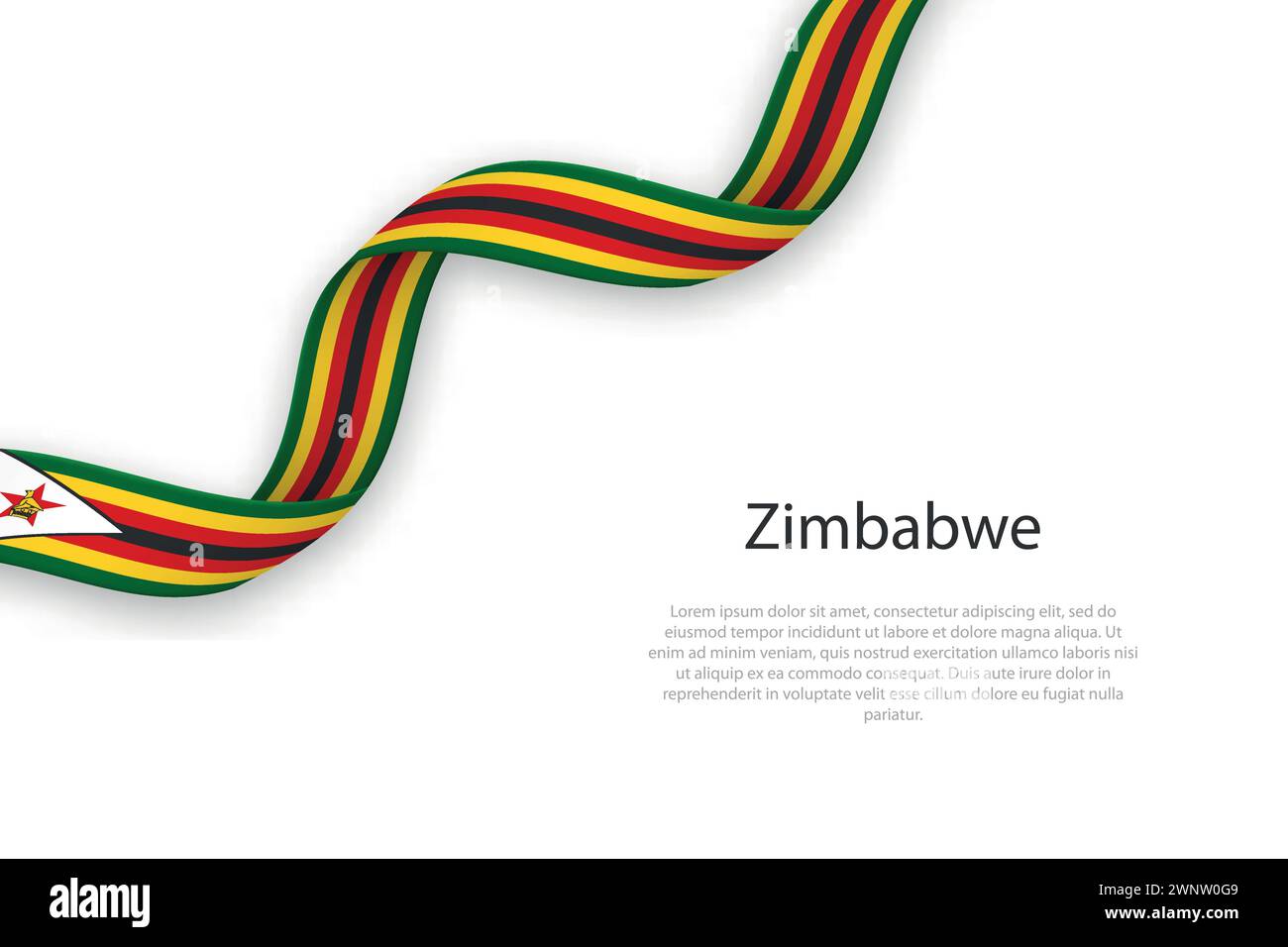 Waving ribbon with flag of Zimbabwe. Template for independence day ...