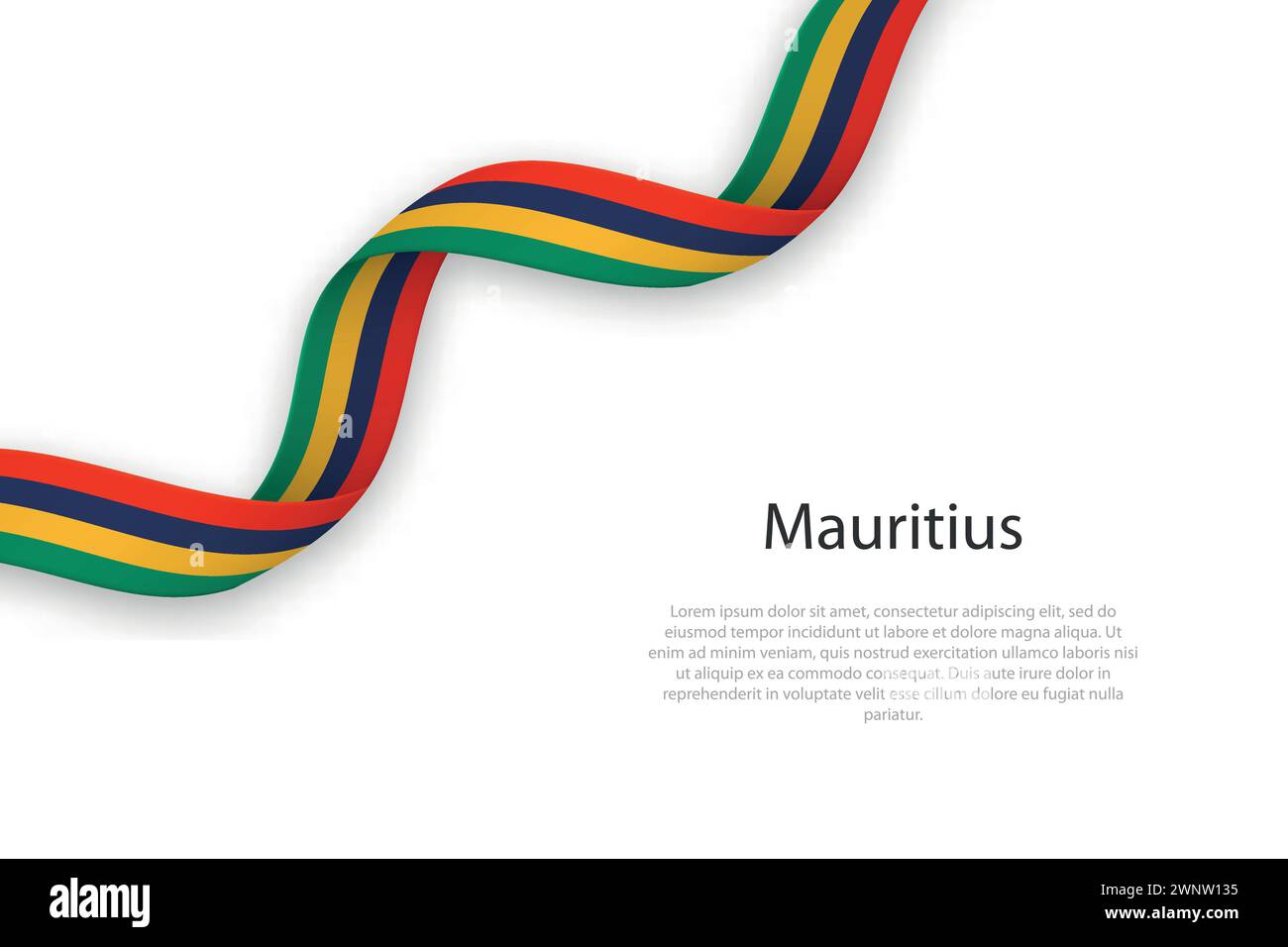 Waving ribbon with flag of Mauritius. Template for independence day ...