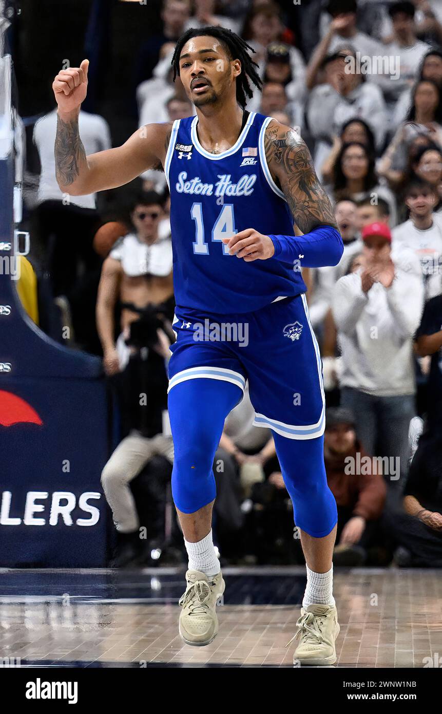 Seton Hall guard Dre Davis (14) in the first half of an NCAA college ...