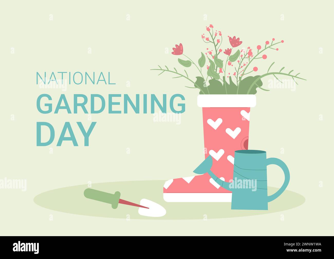 National gardening day horizontal background banner. with text card ...