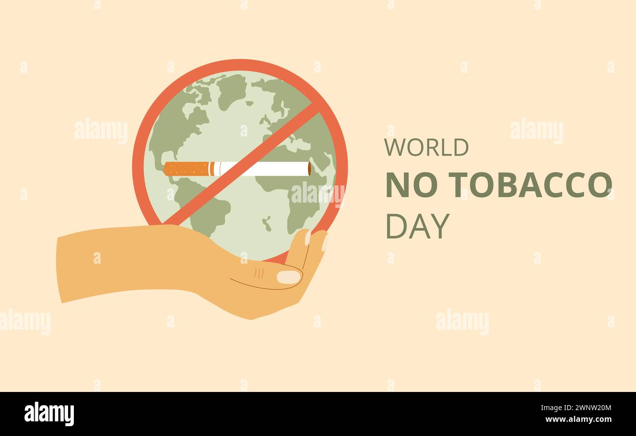 World no tobacco day banner. Stop smoking card. Cigarette, planet Earth ...