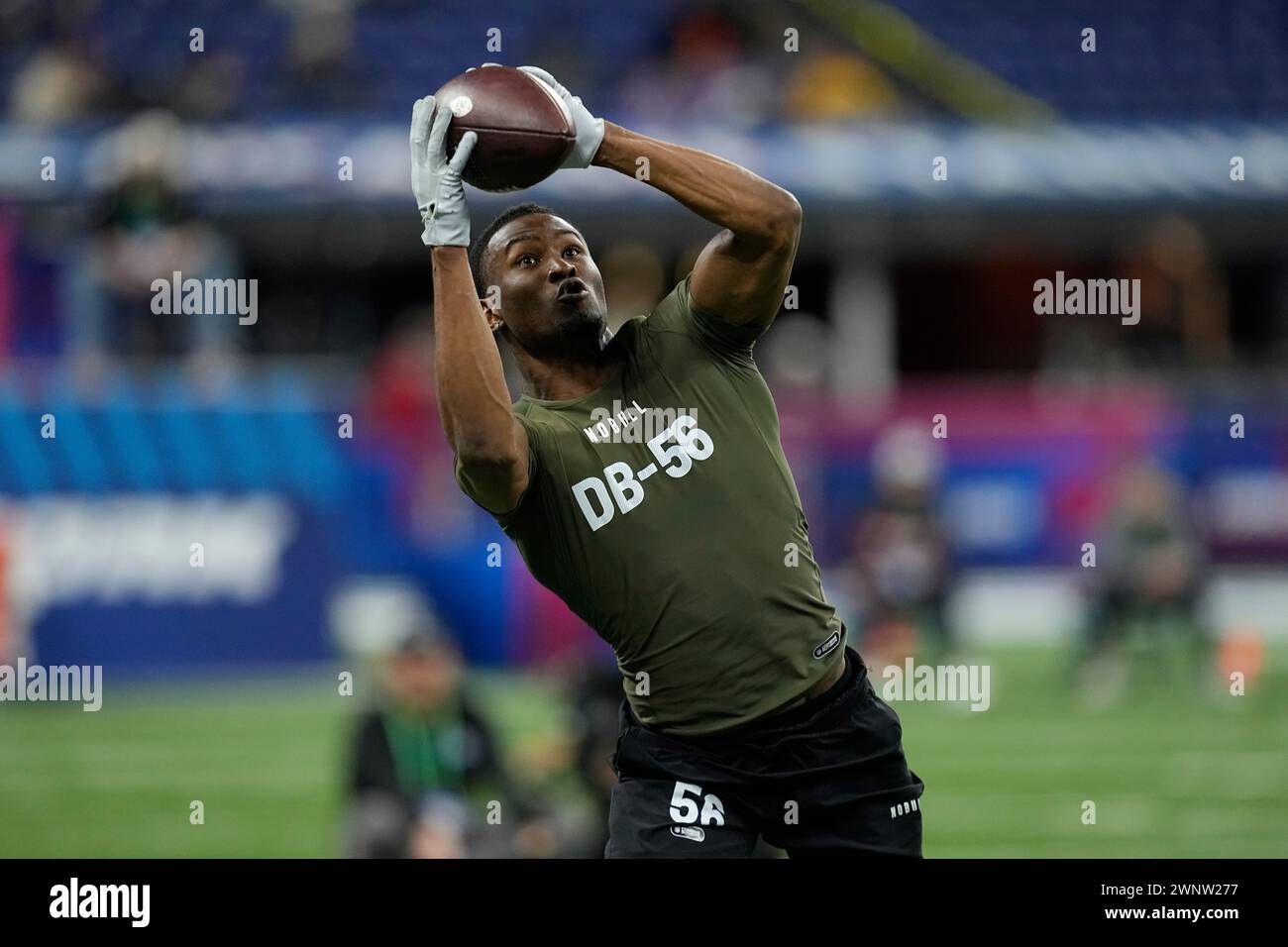 Minnesota defensive back Tyler Nubin runs a drill at the NFL football ...
