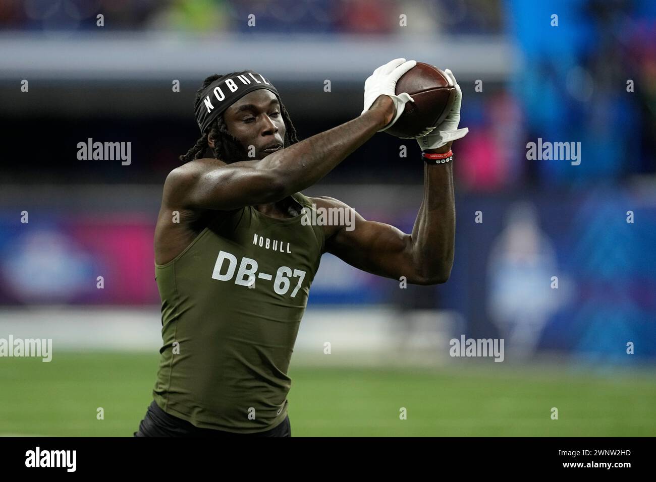 Miami defensive back James Williams runs a drill at the NFL football ...