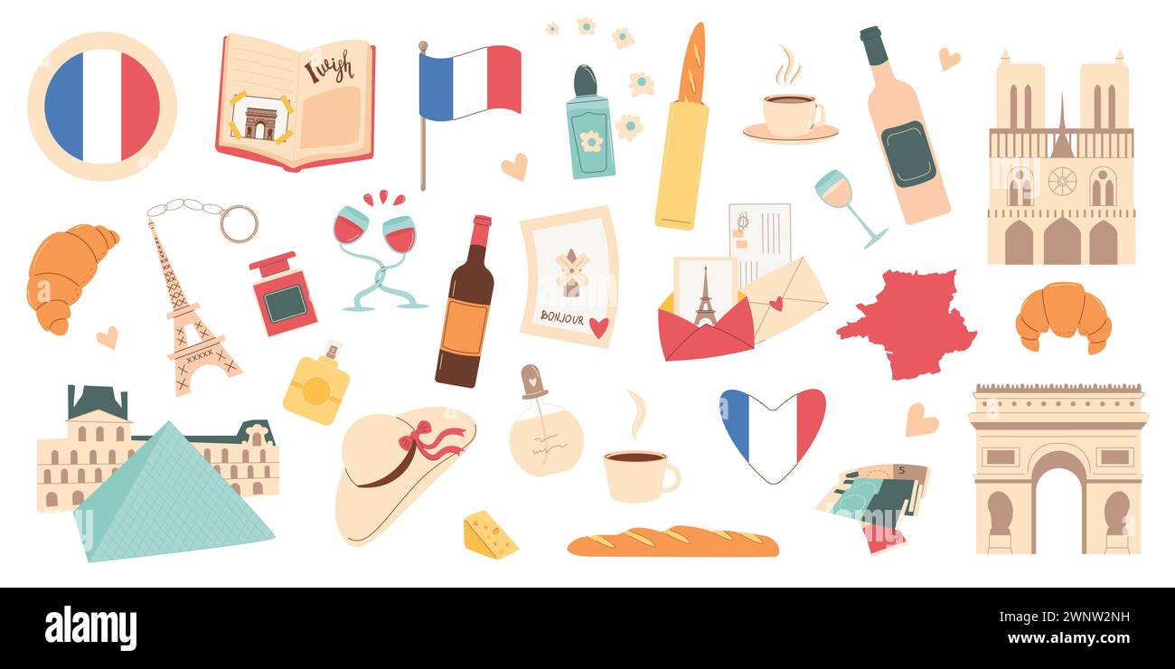 France set. Point of interest and accessories. Tourism to Paris ...