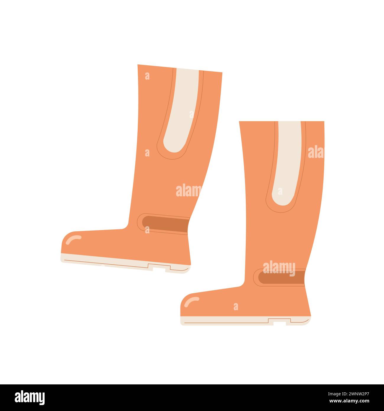 Rubber boots. Pair of shoes for rainy weather. Spring elements set ...