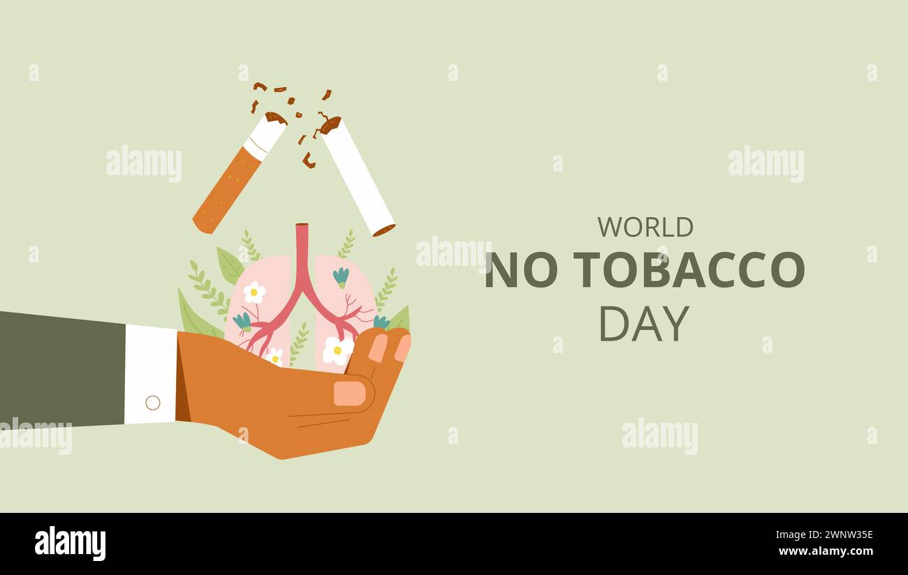World no tobacco day banner. Stop smoking card. Cigarette, planet Earth ...