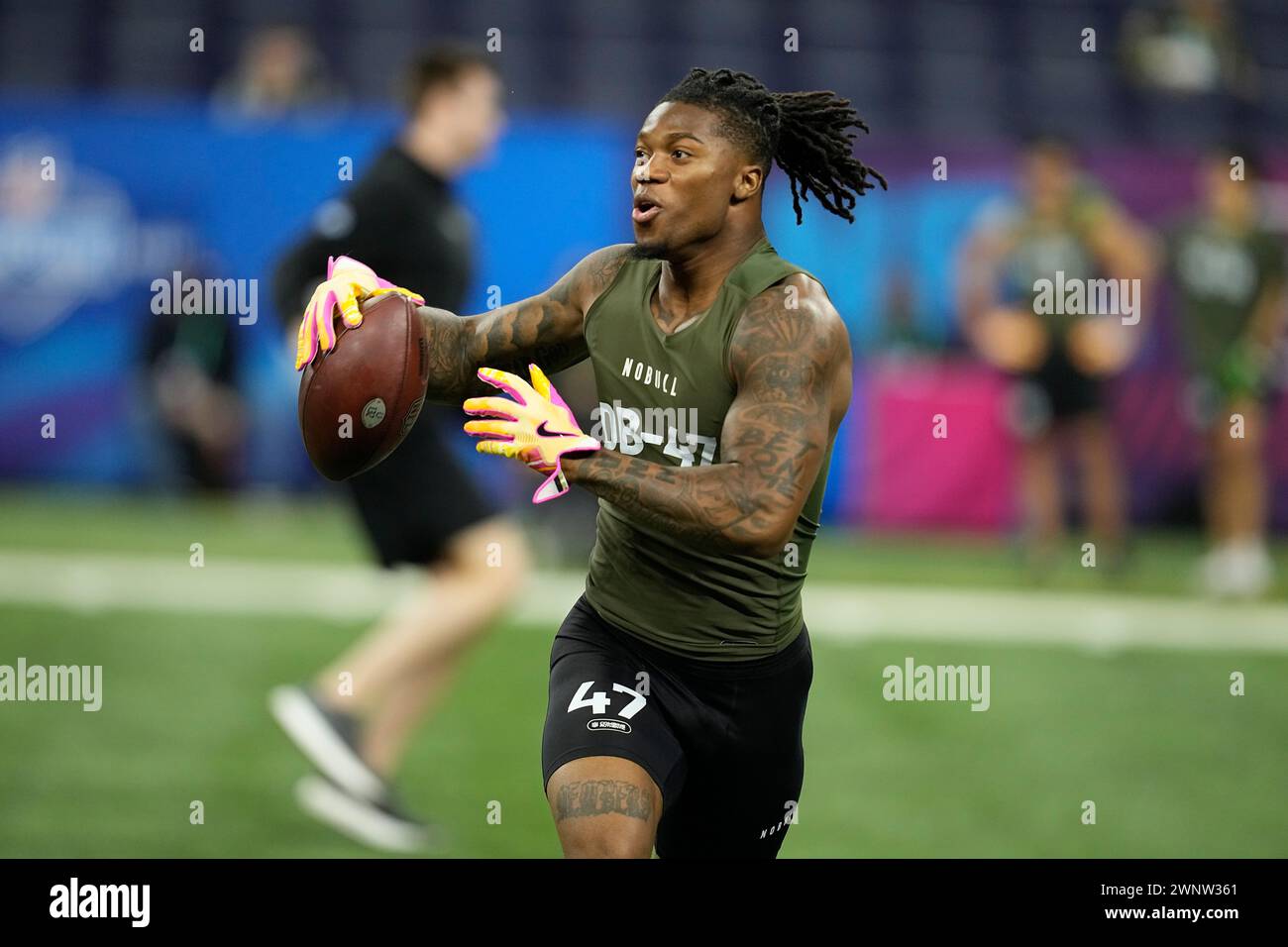 Georgia defensive back Javon Bullard runs a drill at the NFL football ...