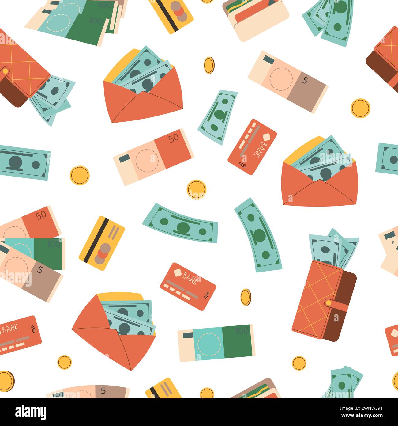 Money seamless pattern. Rich endless background. Finance cover. Purse ...