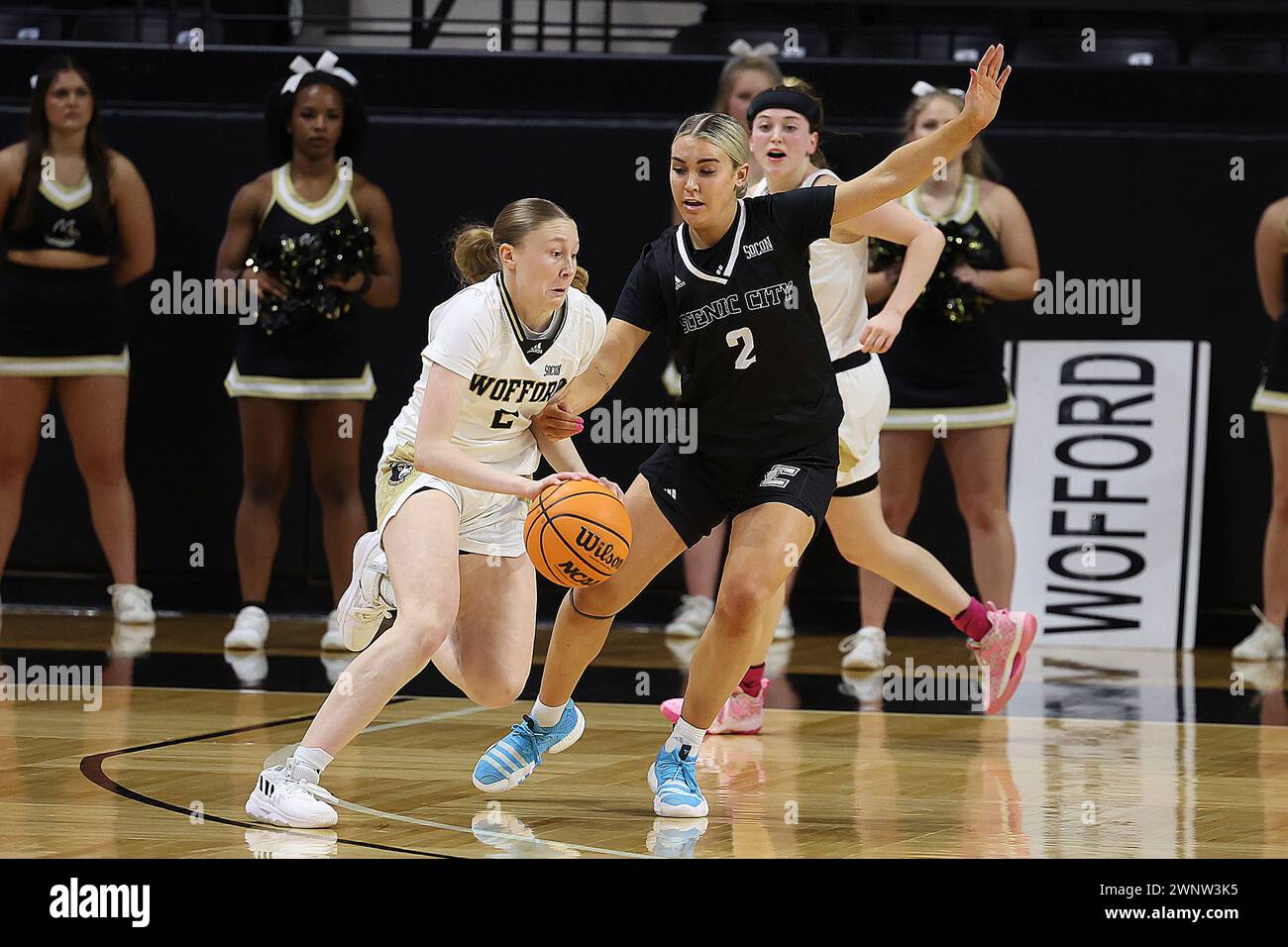SPARTANBURG, SC - MARCH 02: Wofford Terriers guard Maddie Heiss (2) and ...