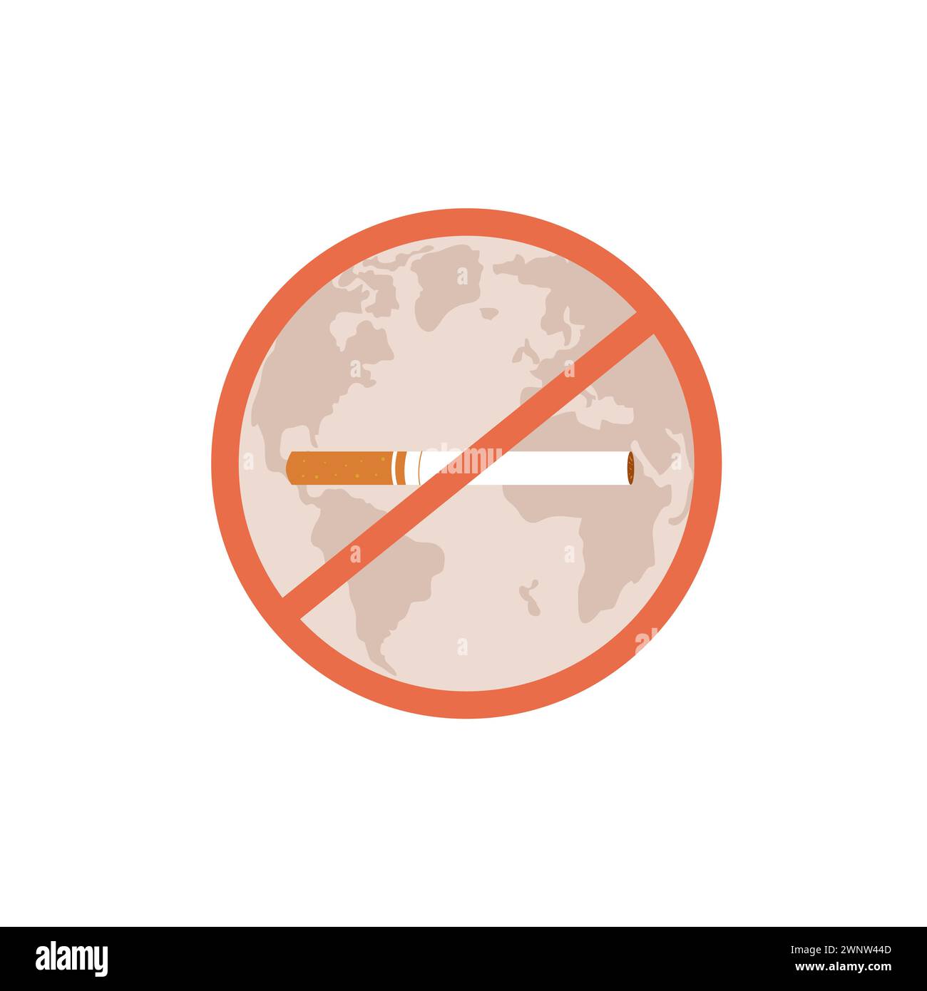 No smoking symbol. World no tobacco day Cigarette, planet Earth and ...