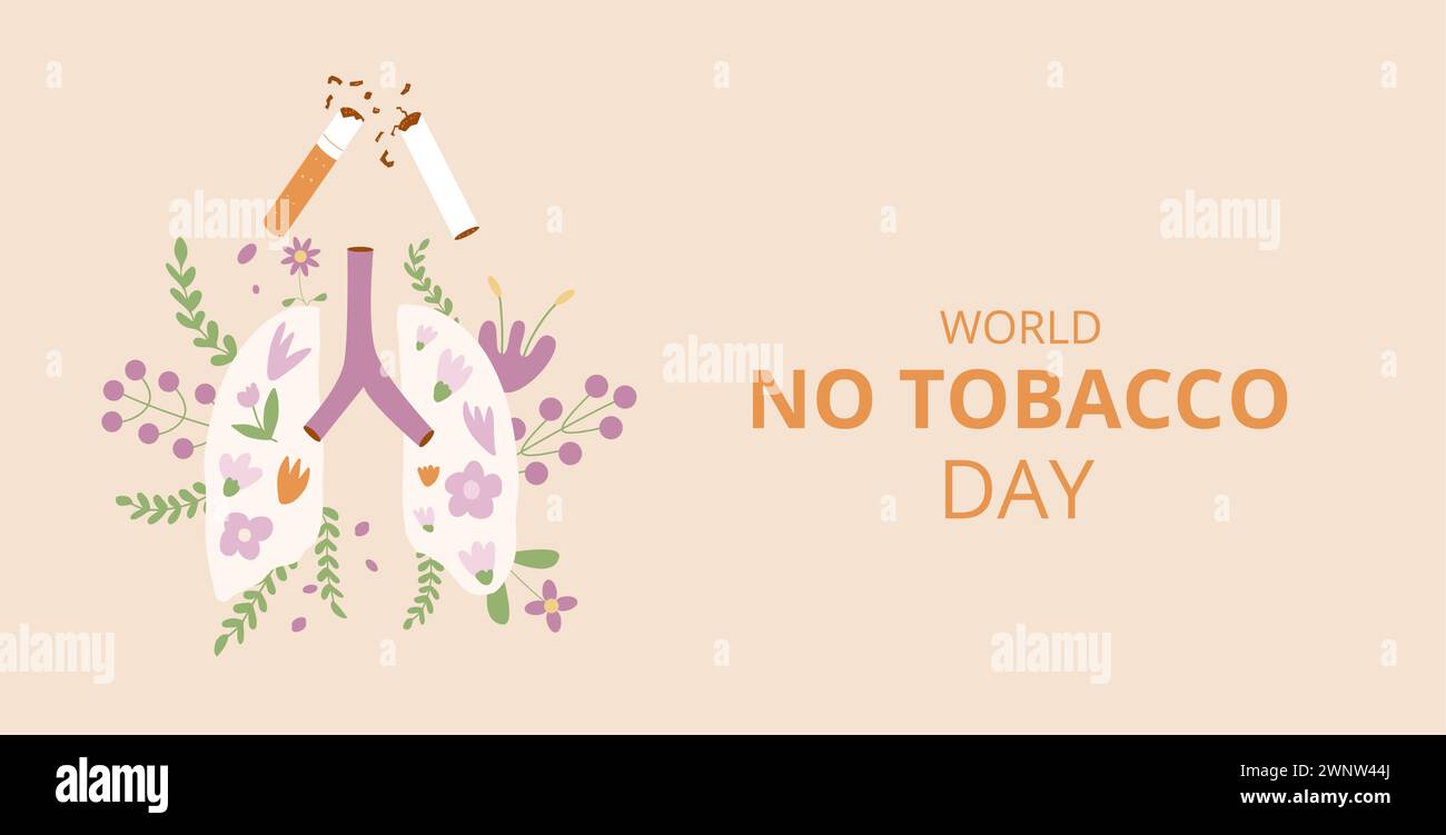 World no tobacco day card. Stop smoking banner. Cigarette and lung with ...