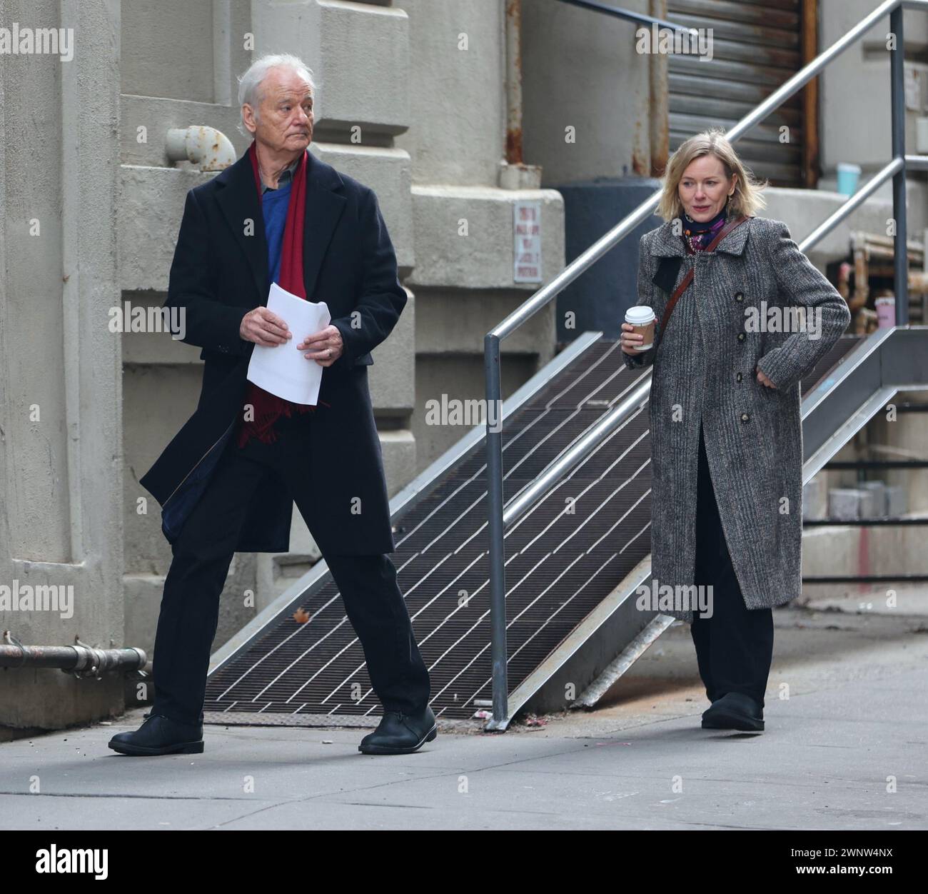 Bill Murray and Naomi Watts pictured filming scenes at "The Friend" set ...