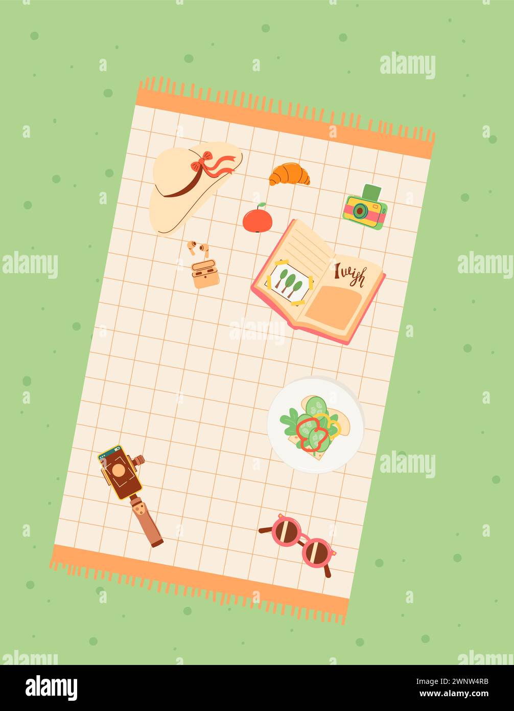 Picnic day in park banner template. Spring outing weekends rest ...