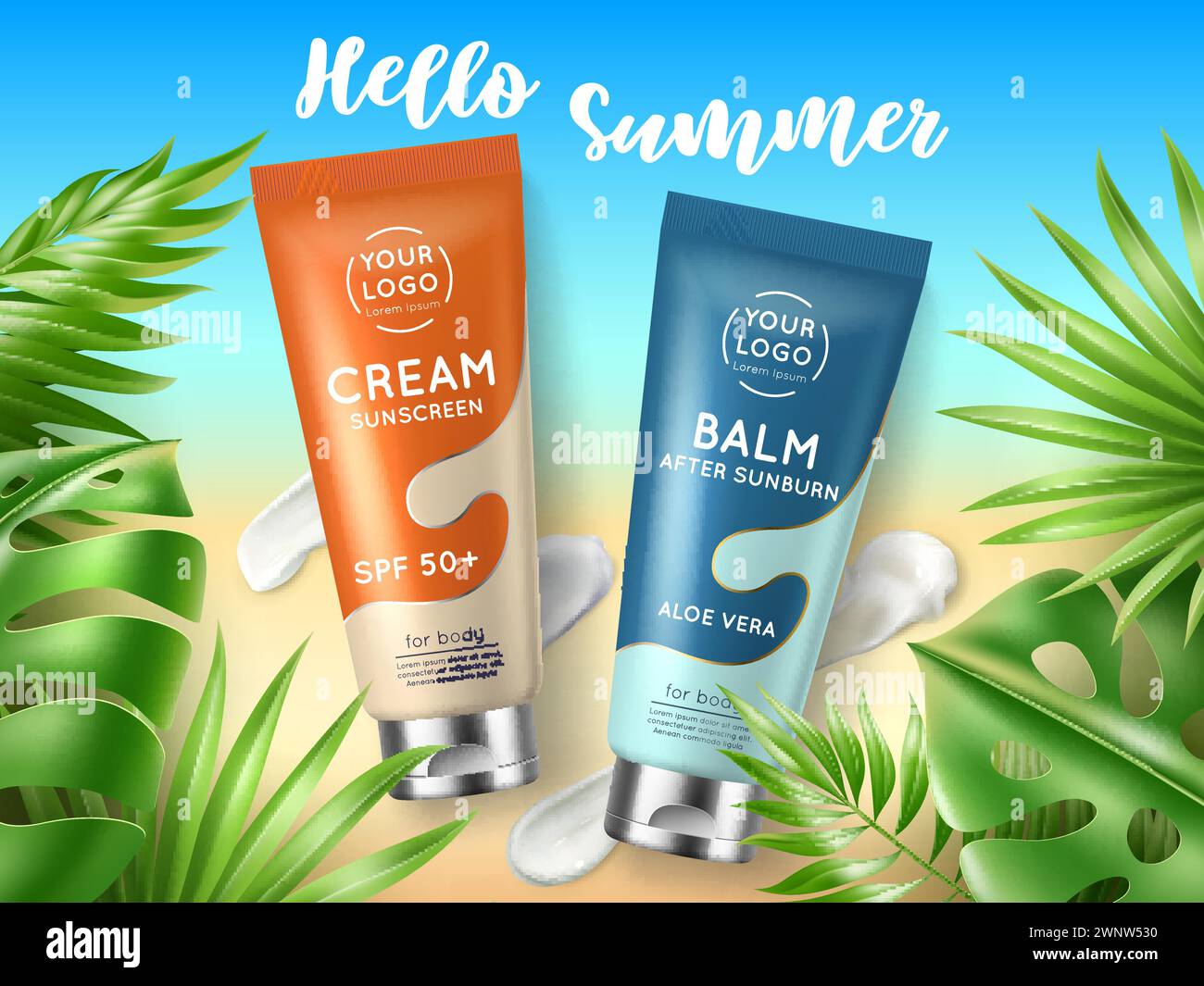 Sunscreen cream advertising banner Stock Vector Images - Alamy