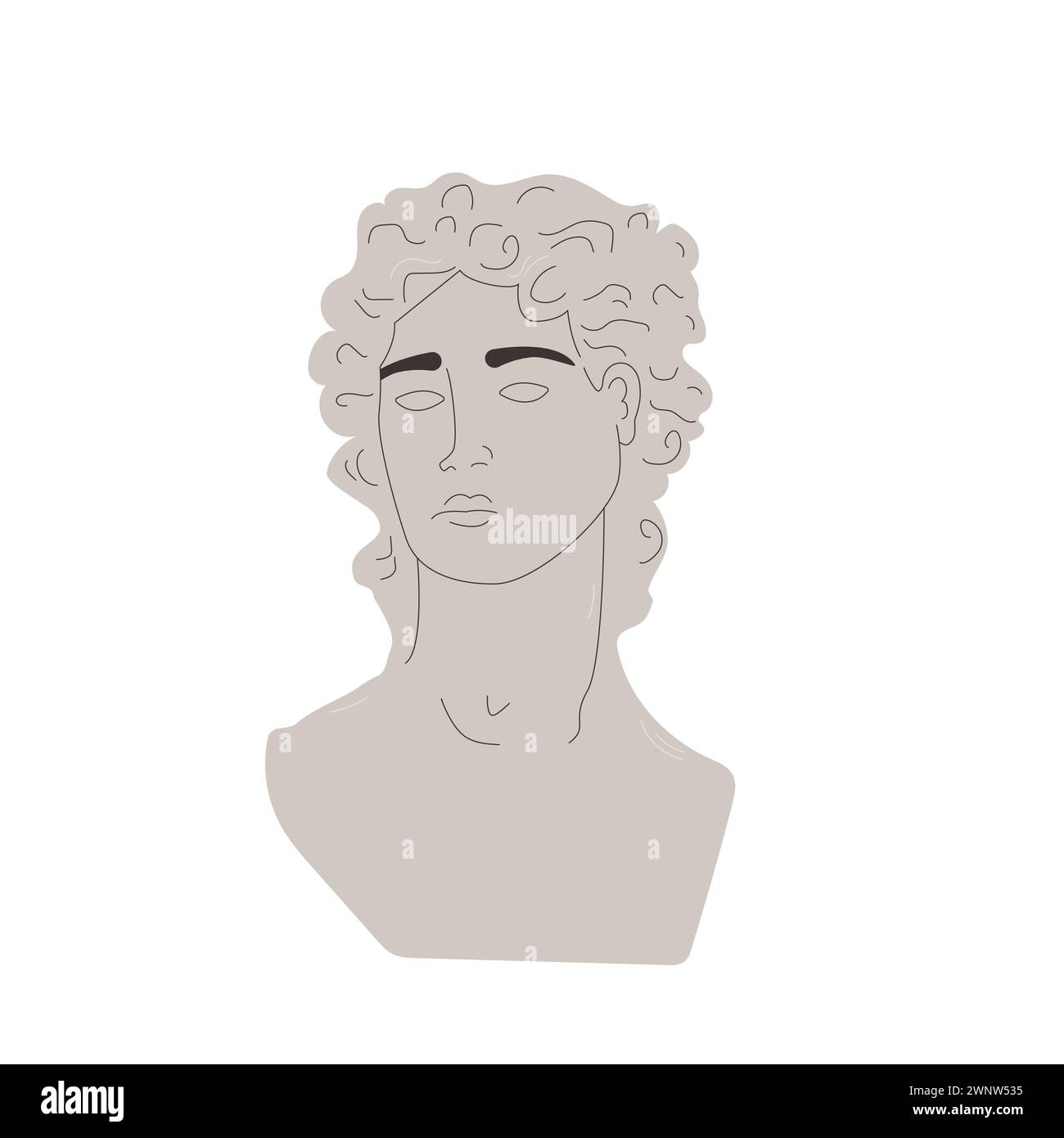 Antique ancient greek god head. Busts in modern retro style set ...