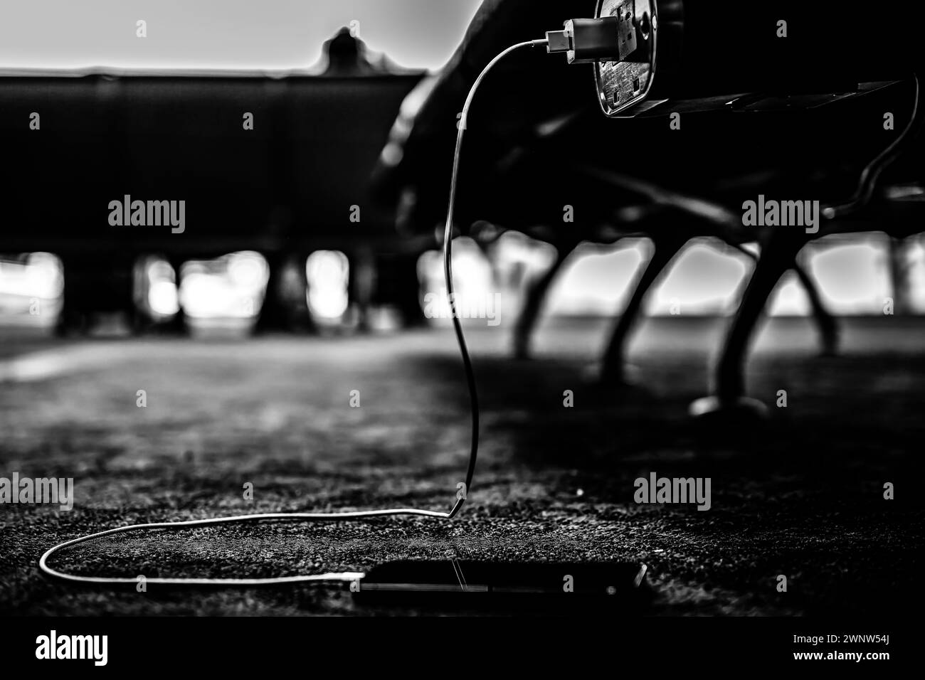 Selective focus on airport terminal phone charging outlet station Stock ...