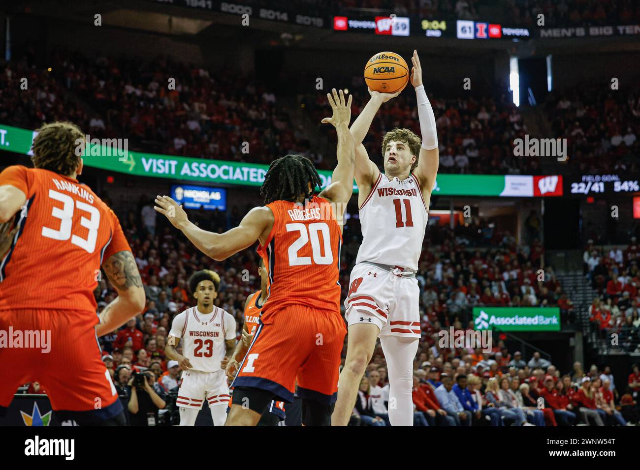March 2, 2024: Wisconsin Badgers guard Max Klesmit (11) takes a jump ...