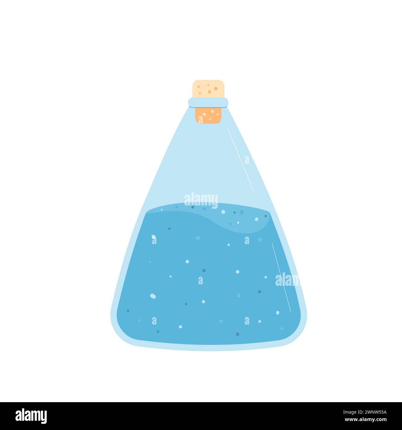 Flask of still water isolated on white background. Fresh clean drink ...