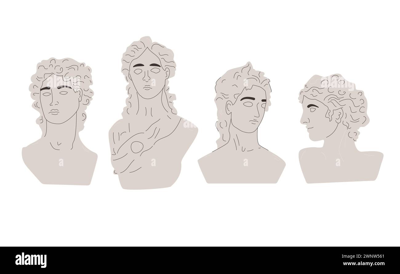 Antique ancient greek god head. Sculptures and busts in modern retro ...