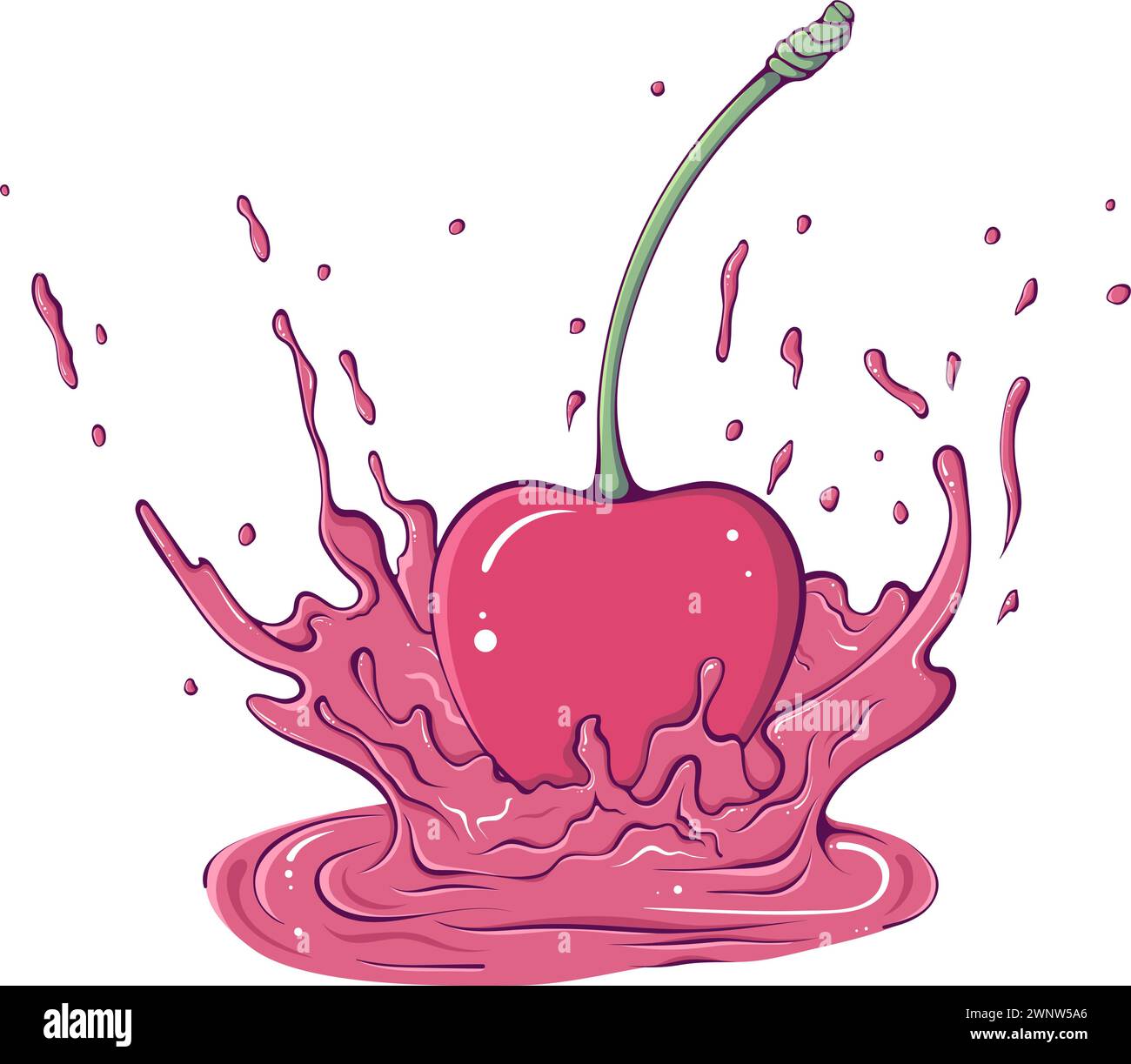 Whole cherry with splash color Stock Vector Image & Art - Alamy