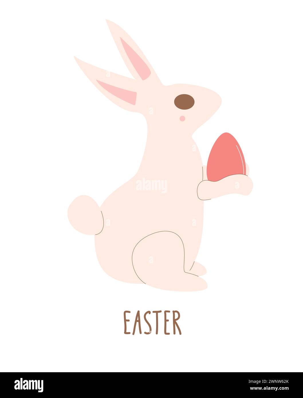 Easter bunny card. Rabbit with egg. Spring holiday symbol. Vector flat ...
