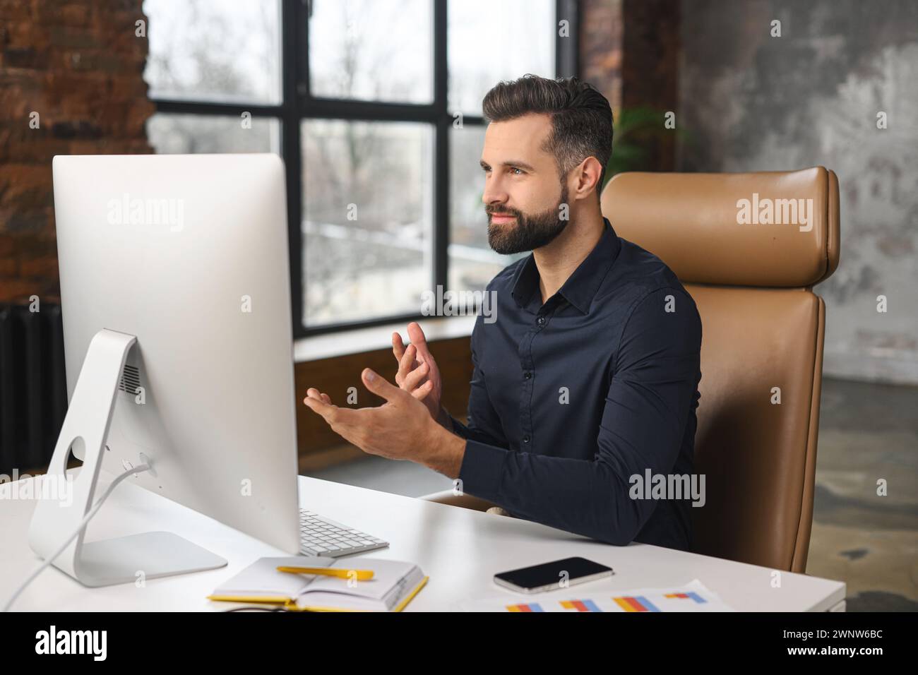 Video mature handsome entrepreneur doing hi-res stock photography and ...