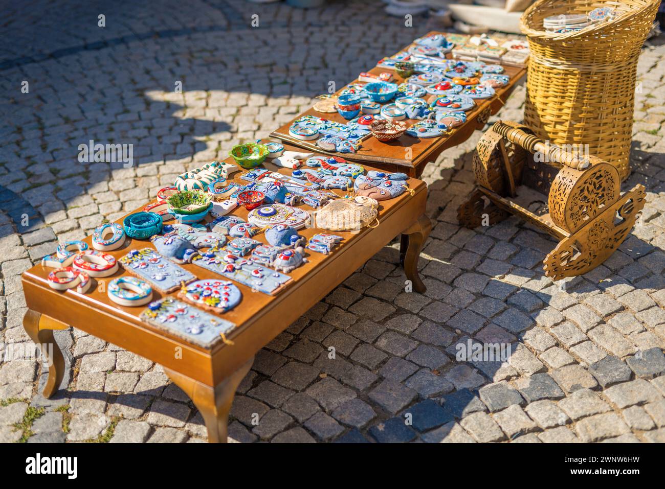 Handmade ceramic trinkets, decorative bowls for sale on a showcase on ...