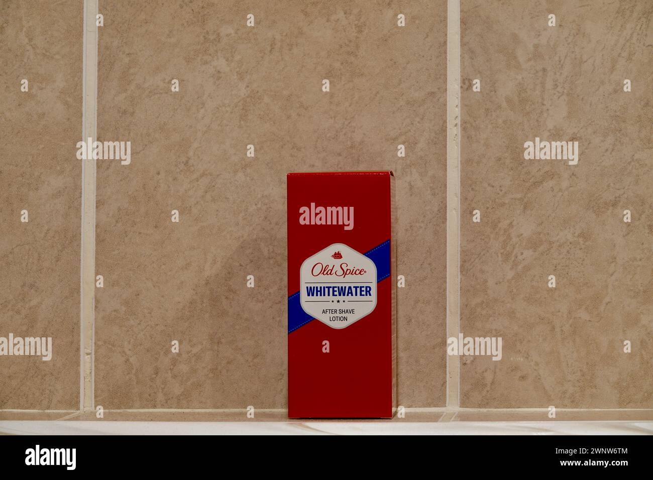 Prague, Czech Republic - May 5 2022: Paper box of Old Spice Whitewater ...