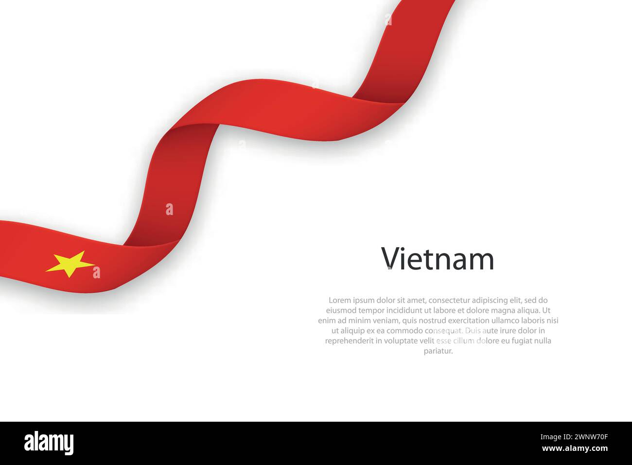 Waving ribbon with flag of Vietnam. Template for independence day ...