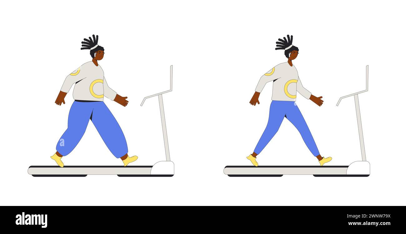 Weight loss exercises young woman sequence. Before and after concept ...