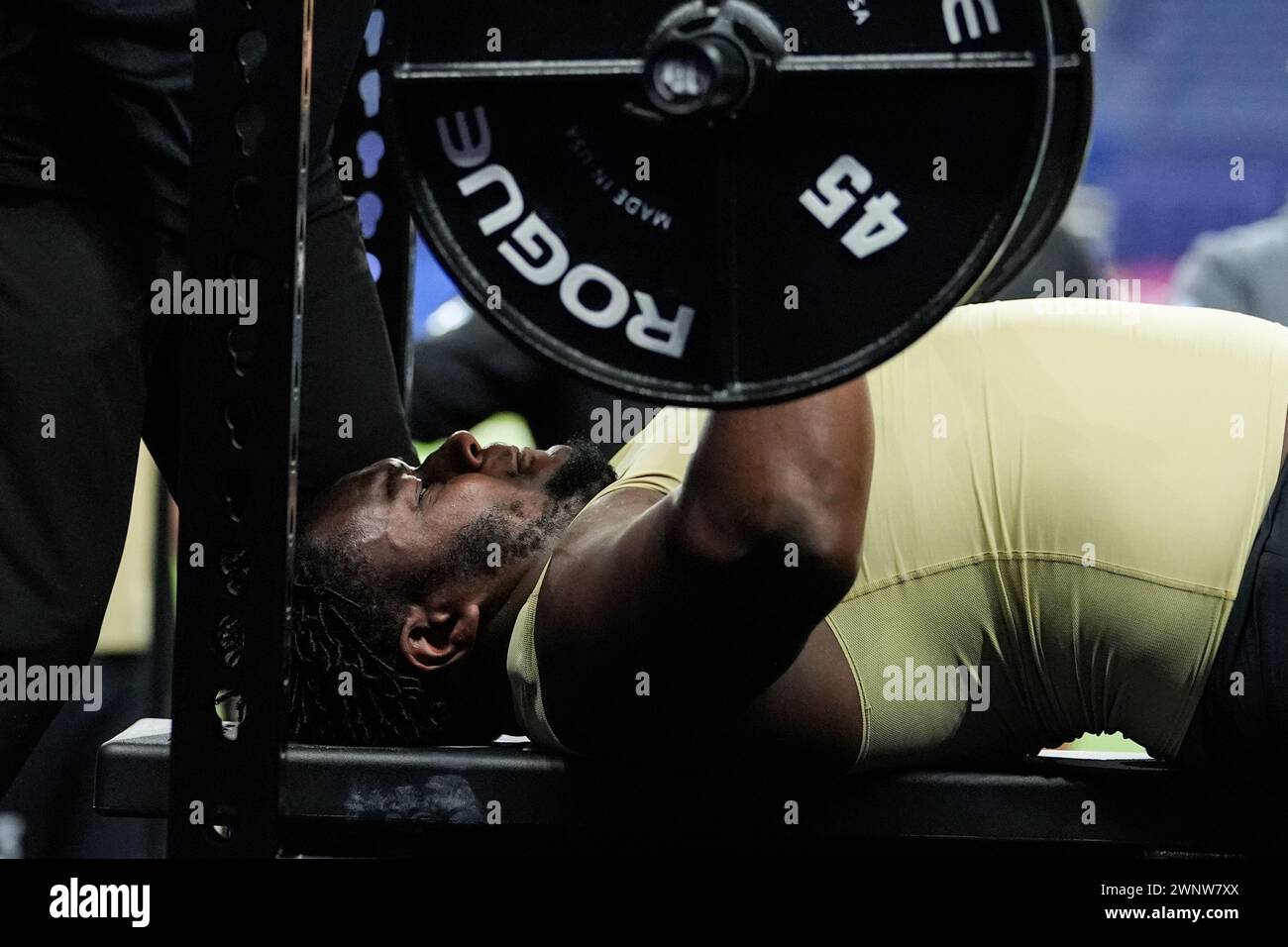 Connecticut offensive lineman Christian Haynes participates in the ...