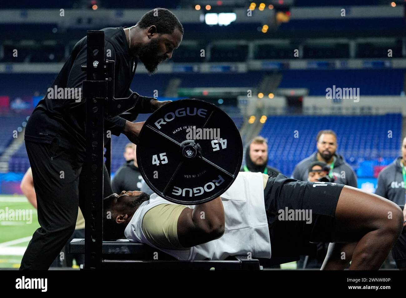 Howard offensive lineman Anim Dankwah participates in the bench press ...
