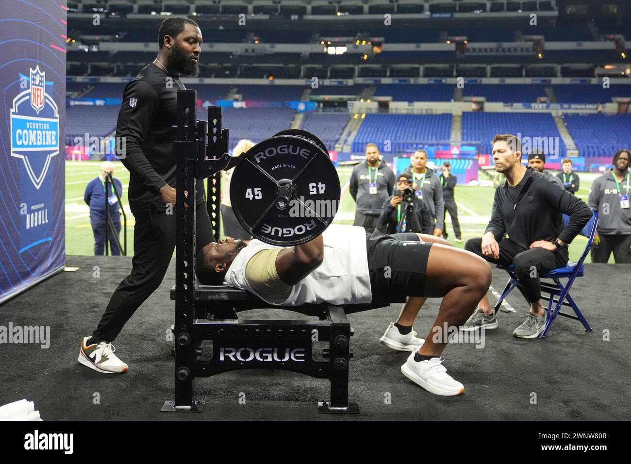 Howard offensive lineman Anim Dankwah participates in the bench press ...