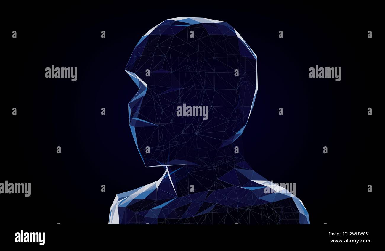 Geometrical wireframe man face - 3D illustration Stock Photo - Alamy