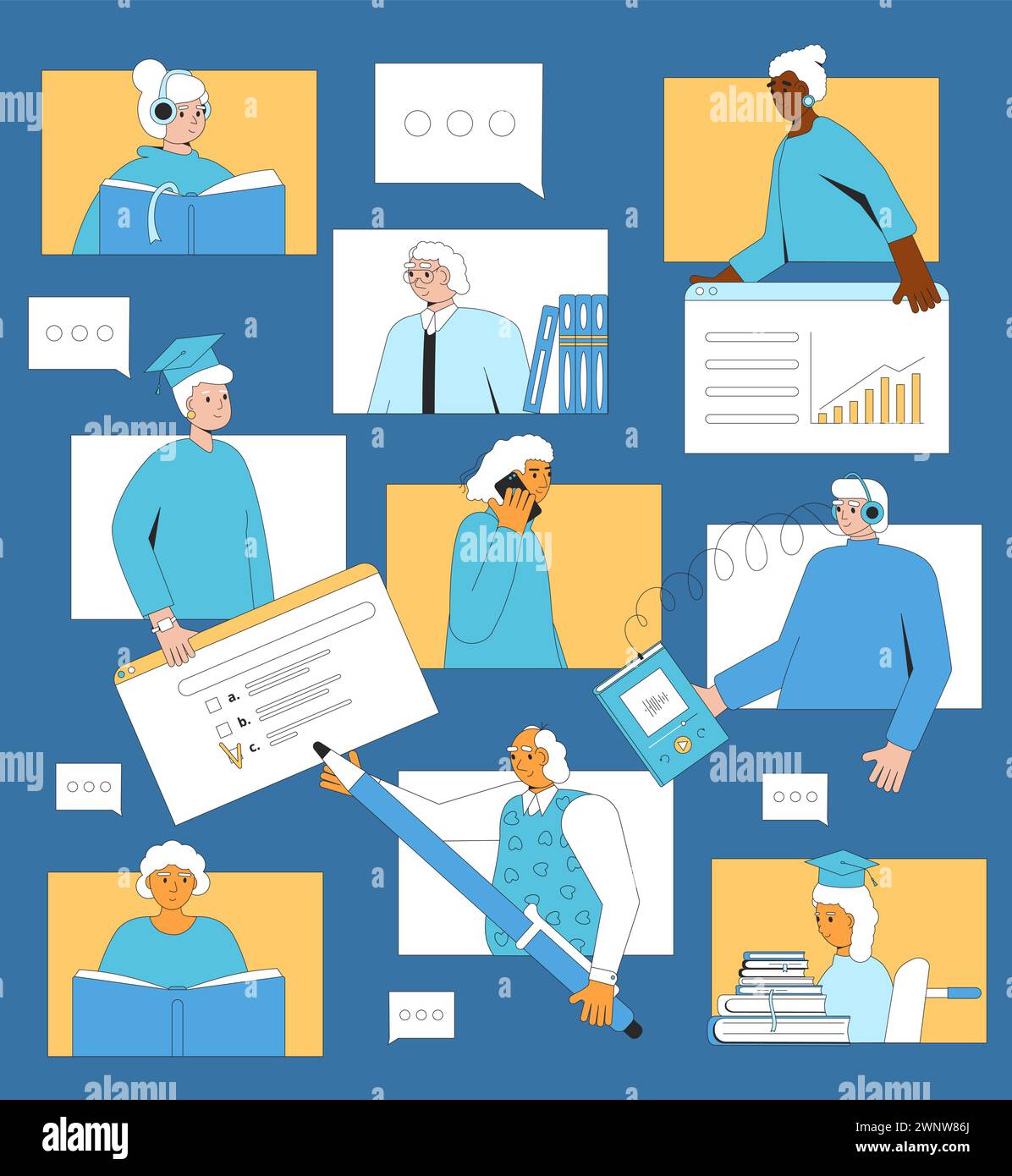 Senior aged people education research. Retirement science community ...